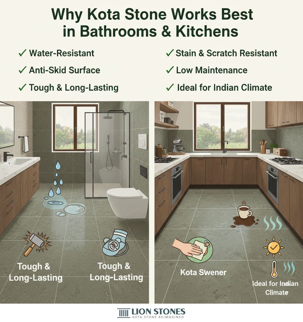 Kota Stone for Bathroom & Kitchen Flooring | Lion Stones India